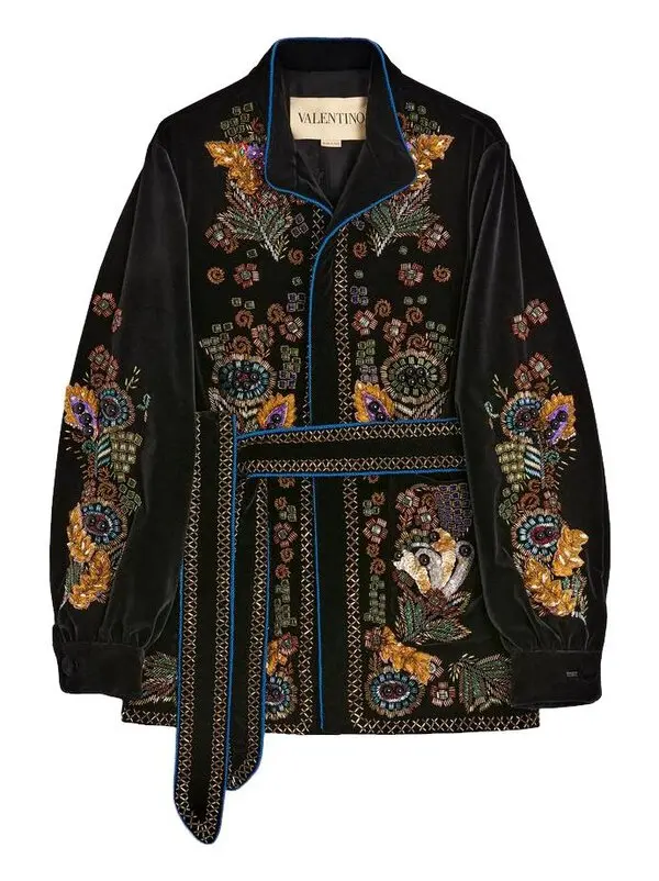 Valentino Garavani Velvet Belted Jacket - Black
