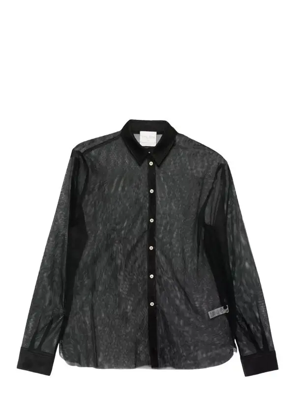FORTE_FORTE Semi-sheer Button-front Shirt - Black