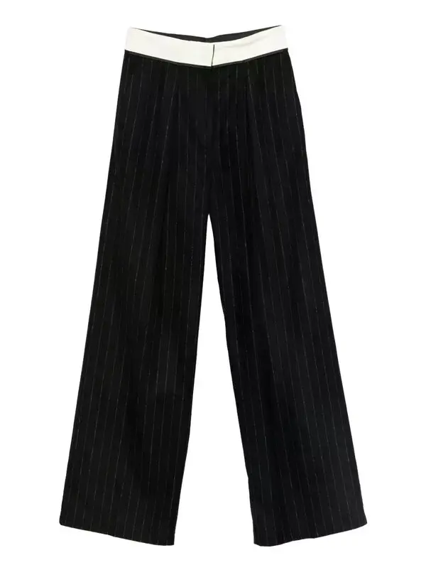 FORTE_FORTE Pinstripe Straight-leg Trousers - Black