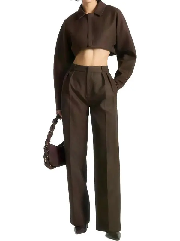 Manière De Voir Elya Tailored-cropped Jacket - Brown
