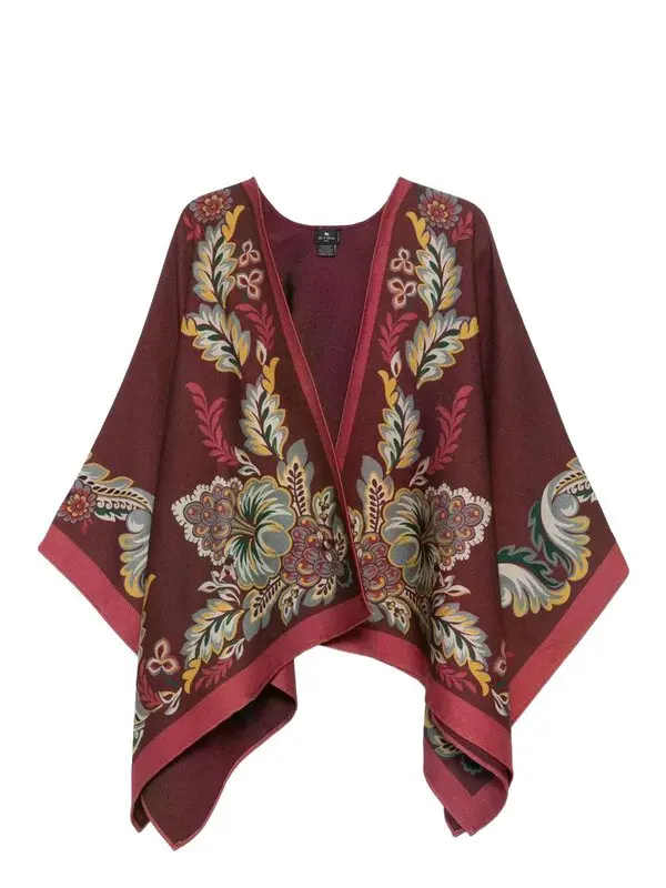 Etro Floral-print Poncho - Red