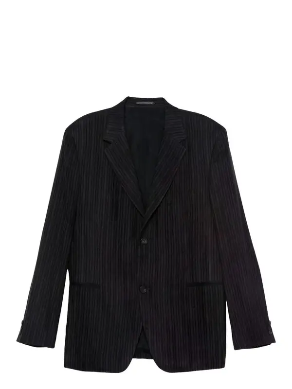 Yohji Yamamoto Striped Single-breasted Blazer - Black