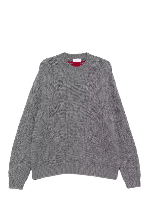 Off-White Patterned Knit Sweater - Grey