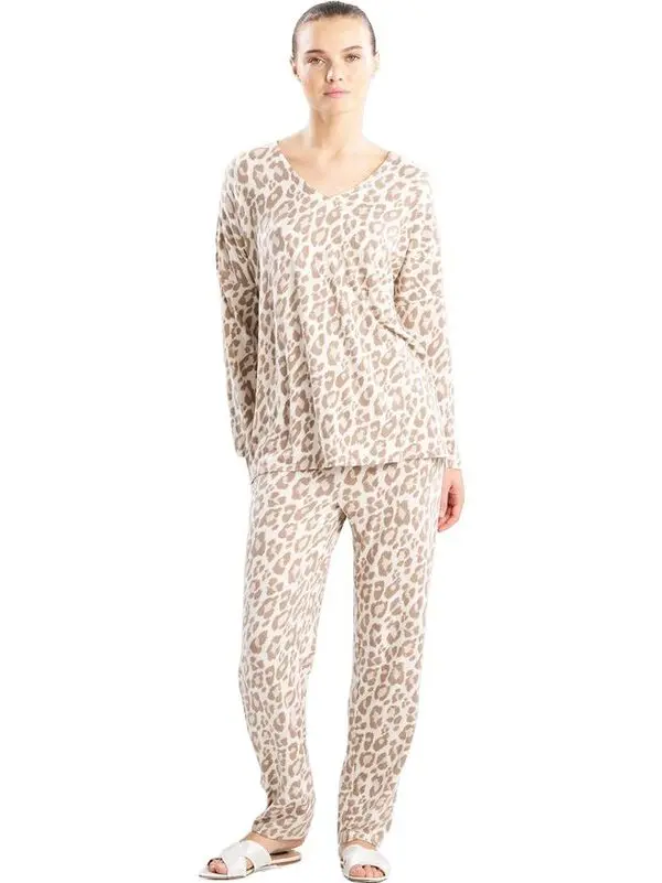 Natori Ombre Leopard Print Pajama Set - Brown