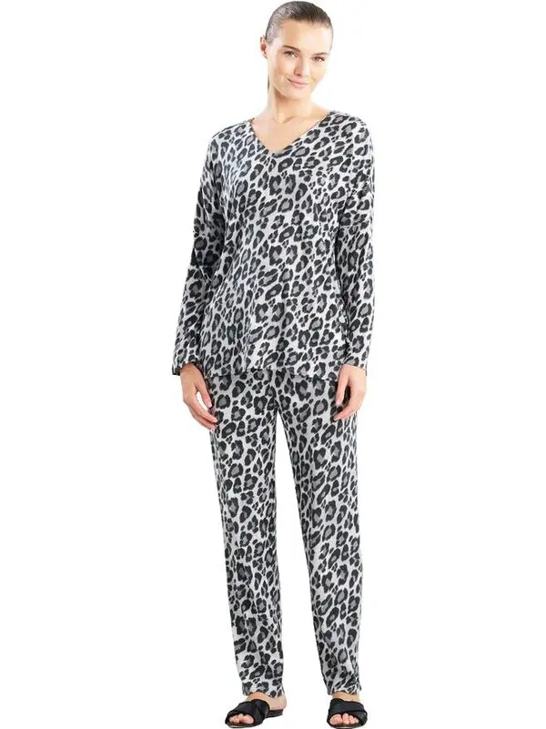 Natori Ombre Leopard Print Pajama Set - Gray