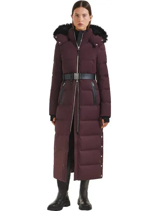 Rudsak Full-length Puffer With Faux Fur Trim - Burgundy