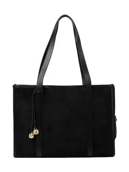 Sandro Soft Suede Shopping Bag - Black