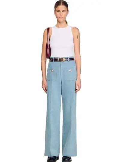 Sandro Faded High-rise Wide-leg Jeans - Blue
