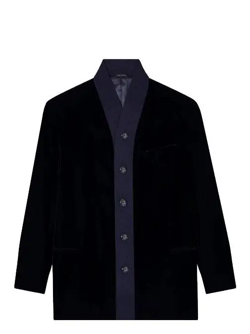 Giorgio Armani Single-breasted Velvet Jacket With Knit Details - Natural
