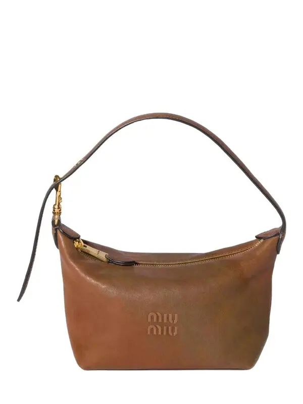 Miu Miu Logo-embossed Shoulder Bag - Brown