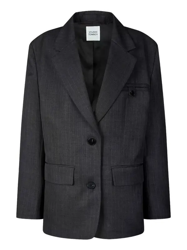 STUDIO TOMBOY Pinstripe Single-breasted Blazer - Grey