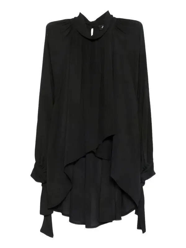 Dixie High-neck Asymmetric Blouse - Black