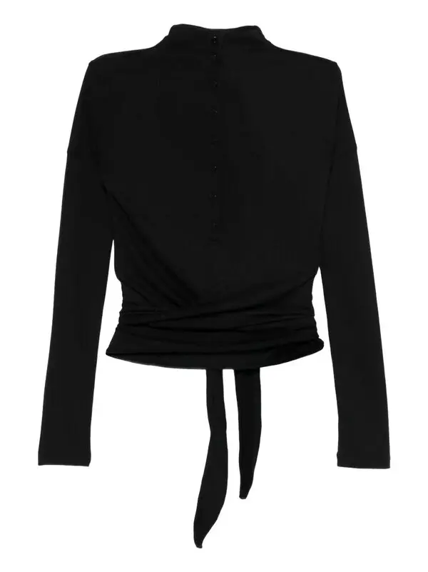 LOW CLASSIC Button Tie-waist Blouse - Black
