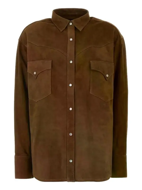 LOIS Chest-pocket Suede Shirt - Brown