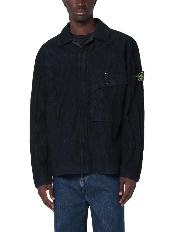 Stone Island Navy Corduroy Shirt - Blue