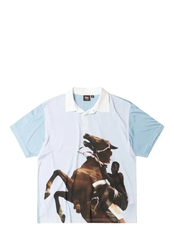 StÜssy X Wales Bonner Silk Polo Shirt - Blue