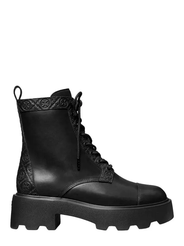 Tory Burch Monogram Leather Ankle Boots - Black
