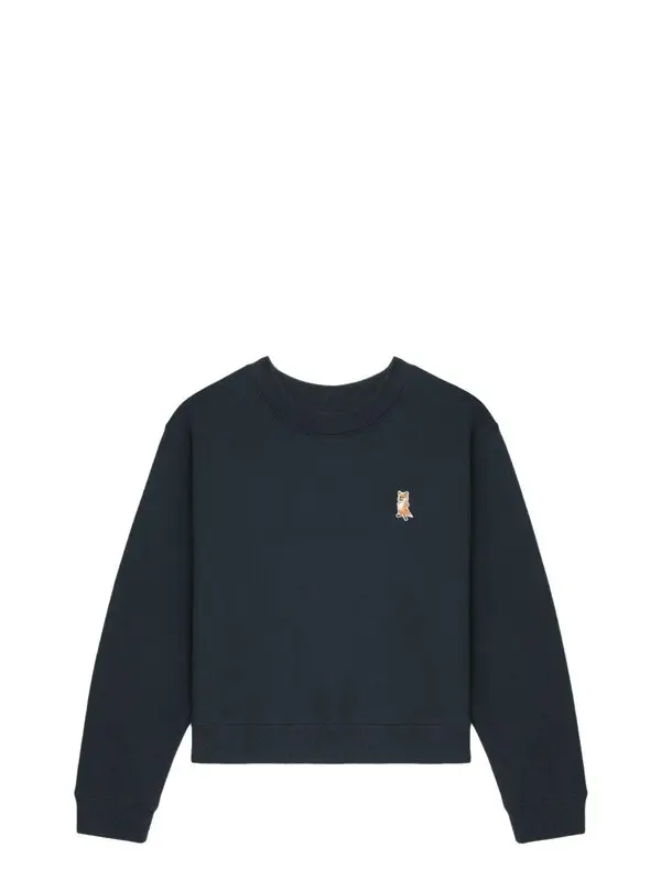 Maison Kitsuné Lady Fox Cotton Cropped Sweatshirt - Blue
