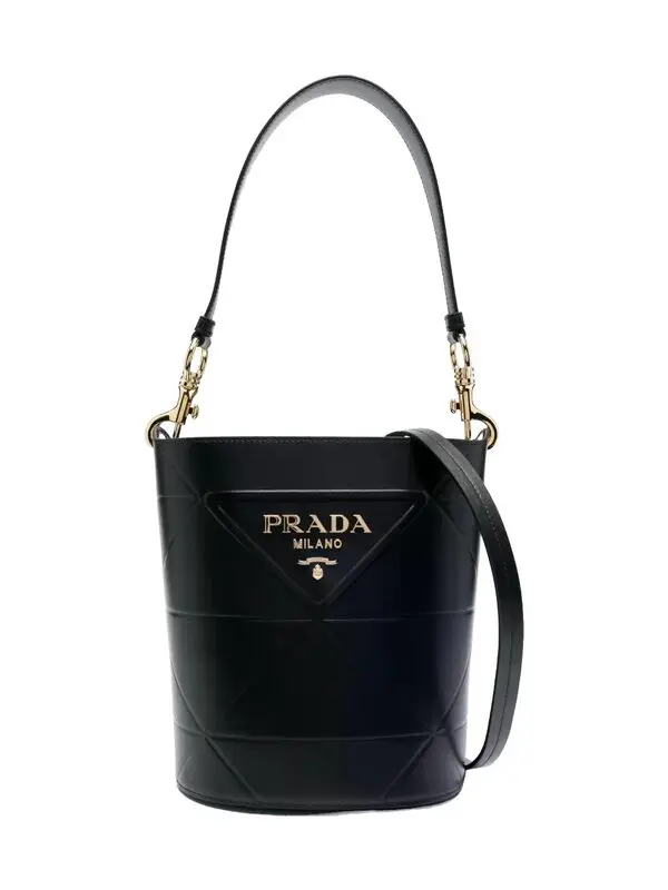 Prada Symbole Leather Bucket Bag - Black