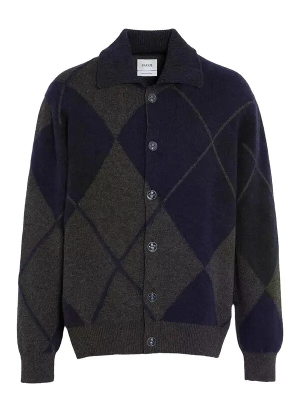 BARRIE Argyle-pattern Cardigan - Grey