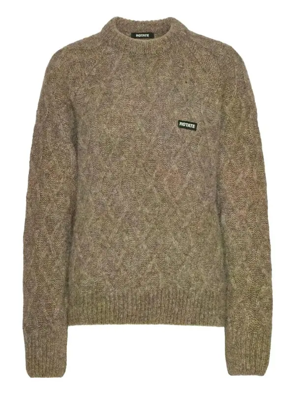 ROTATE BY BIRGER CHRISTENSEN Cable-knit Crew-neck Sweater - Brown