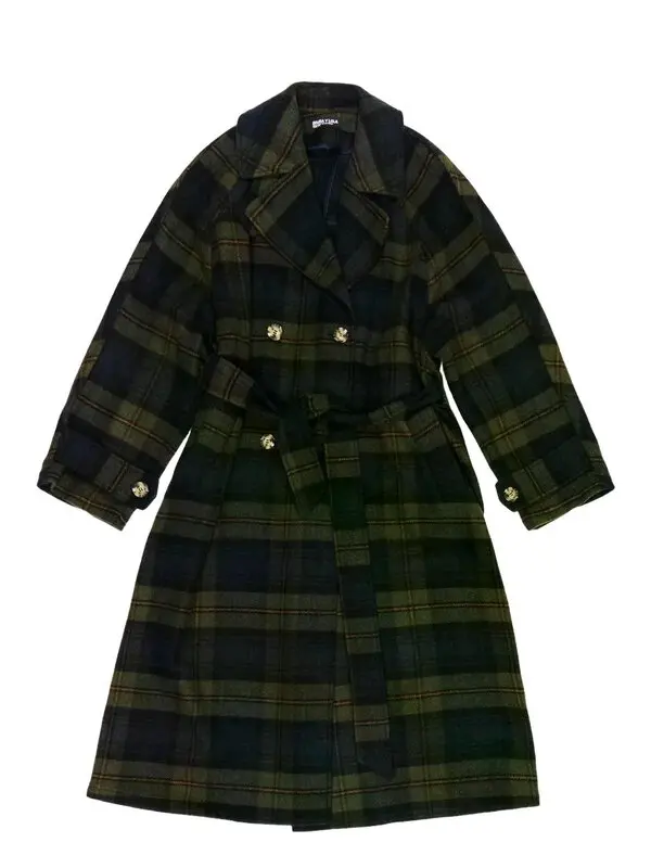 Bimba Y Lola Check-pattern Belted Coat - Green