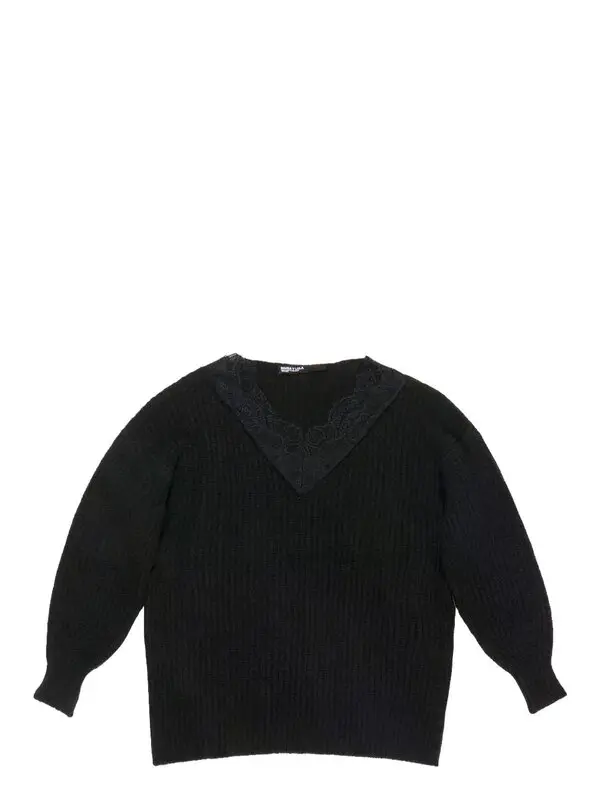 Bimba Y Lola Lace V-neck Sweater - Black