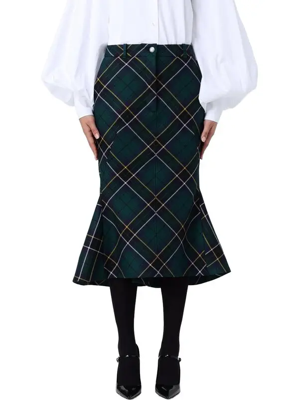 Alexander McQueen Plaid Mermaid Skirt - Navy