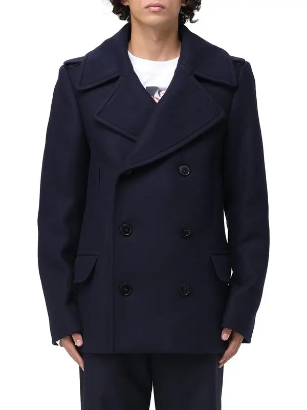 Dries Van Noten Double Breasted Coat - Blue