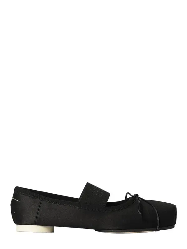 MAISON MARGIELA Satin Mary Jane Ballet Flats With Squared Toe - Black
