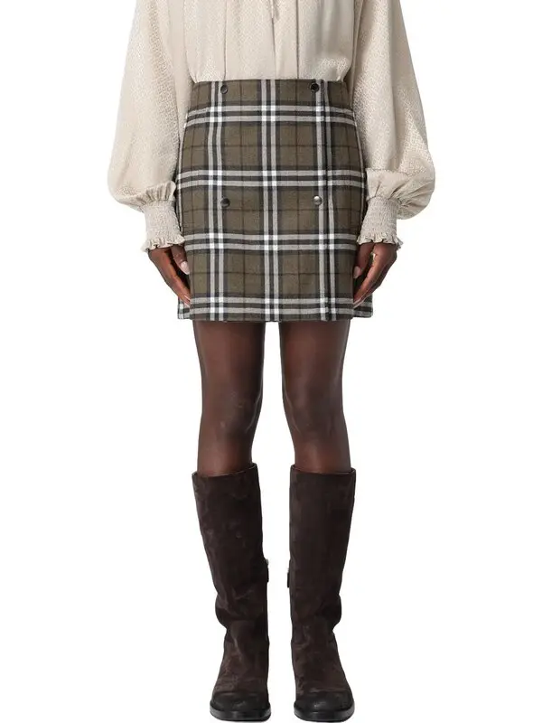 Burberry Plaid Mini Skirt - Green