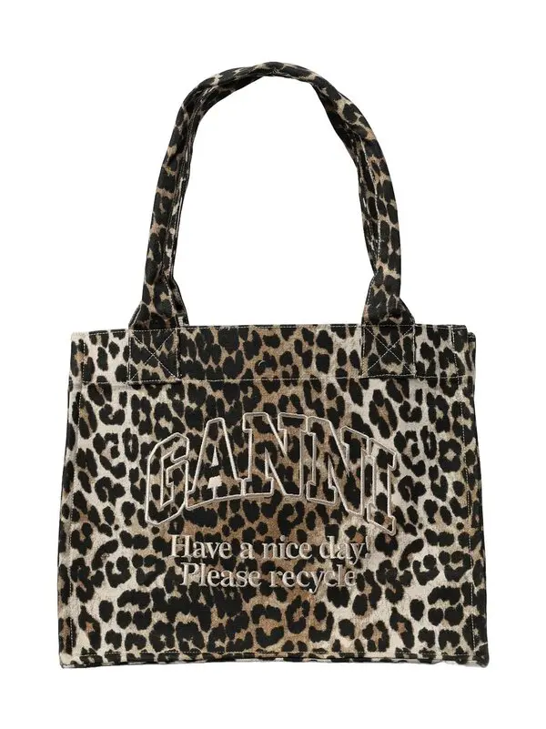 GANNI Printed Tote Bag - Brown