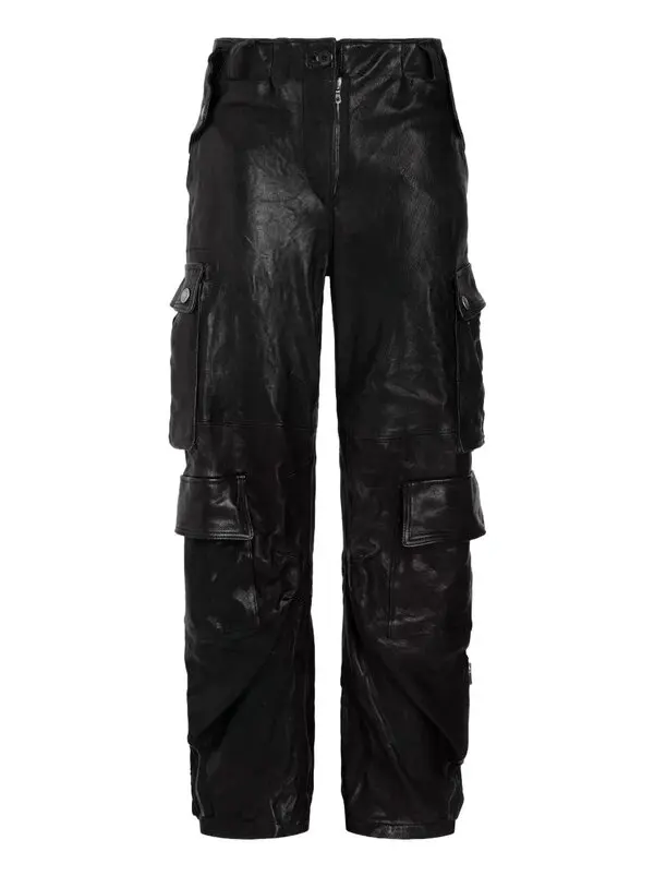 Dolce & Gabbana Cargo-pocket Leather Trousers - Black