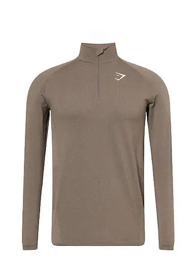 GYMSHARK Vital Seamless 1/4 Zip Woven Top - Gs Camo Brown/lin Brown
