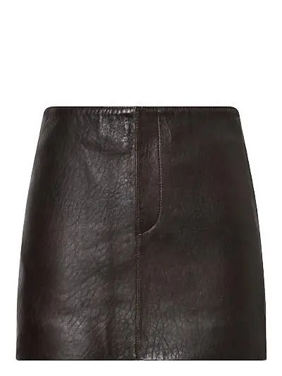 REPRESENT Drive Leather Mini Skirt - Dark Chocolate