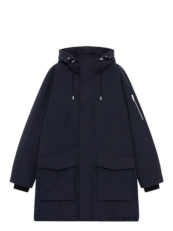 The Kooples Hooded Shell Parka Coat - Navy