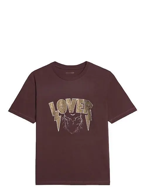 Zadig&Voltaire Edwin Brand-print Cotton-jersey T-shirt - Burgundy