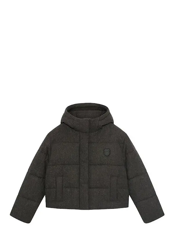 The Kooples Padded Wool-blend Jacket With Branded Patch - Stone