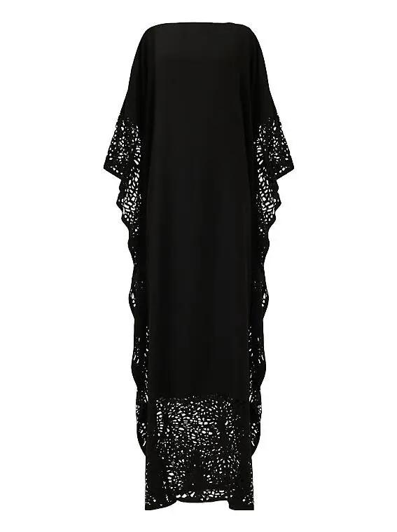 LEEM Laser-cut Relaxed Fit Kaftan - Black