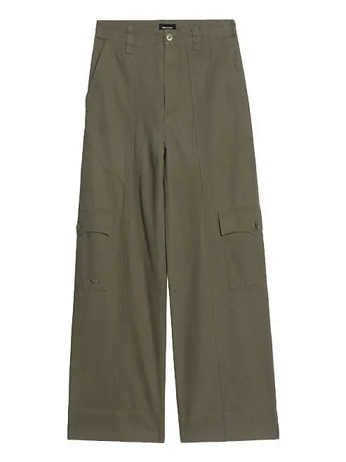 Zadig&Voltaire Pinto Wide-leg Cotton-canvas Trousers - Leaves