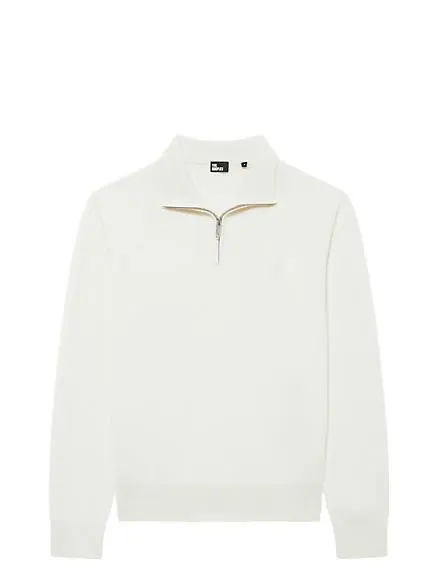 The Kooples Wool-blend Half-zip Sweatshirt - Ecru