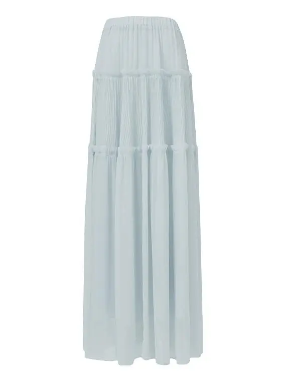 LEEM Tiered Chiffon Maxi Skirt - Blue