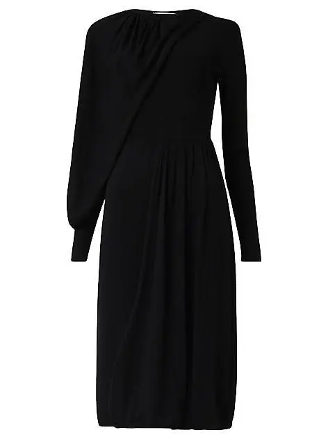LEEM Knitted Midi Dress With Scarf Detail - Black