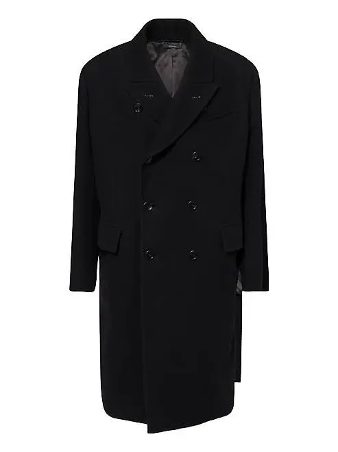 TOM FORD Peak-lapel Regular-fit Wool Coat - Black
