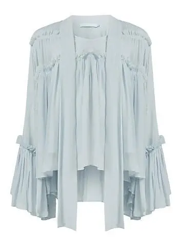 LEEM Frill Detail Chiffon Top - Blue