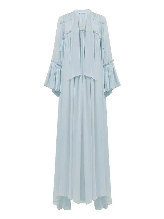 LEEM Frill Detailed Woven Kaftan - Blue