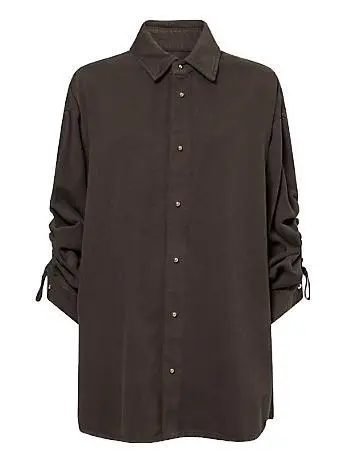 DARKPARK Keanu Long-sleeved Denim-blend Shirt - Dark Brown