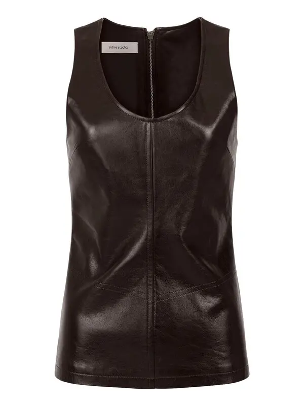 ENTIRE STUDIOS Leather Tank Top - Brown