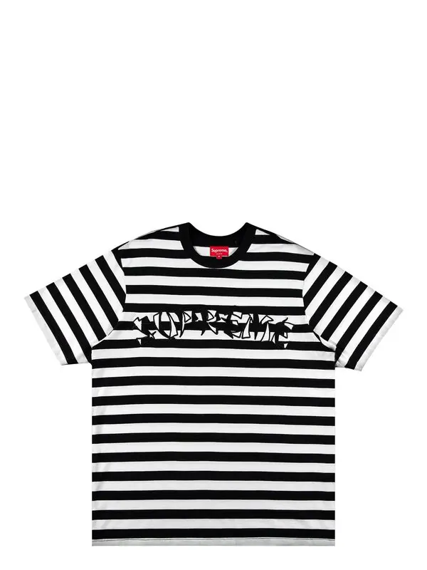 Supreme Stripe Appliqué Short-sleeve Top - Black