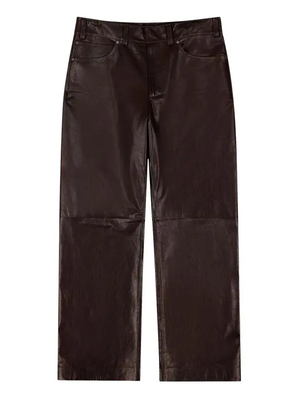 ENTIRE STUDIOS Leather Straight Leg Trousers - Brown